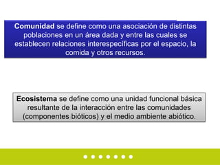 Individuo, especie, población, comunidad y ecosistema | PPTX