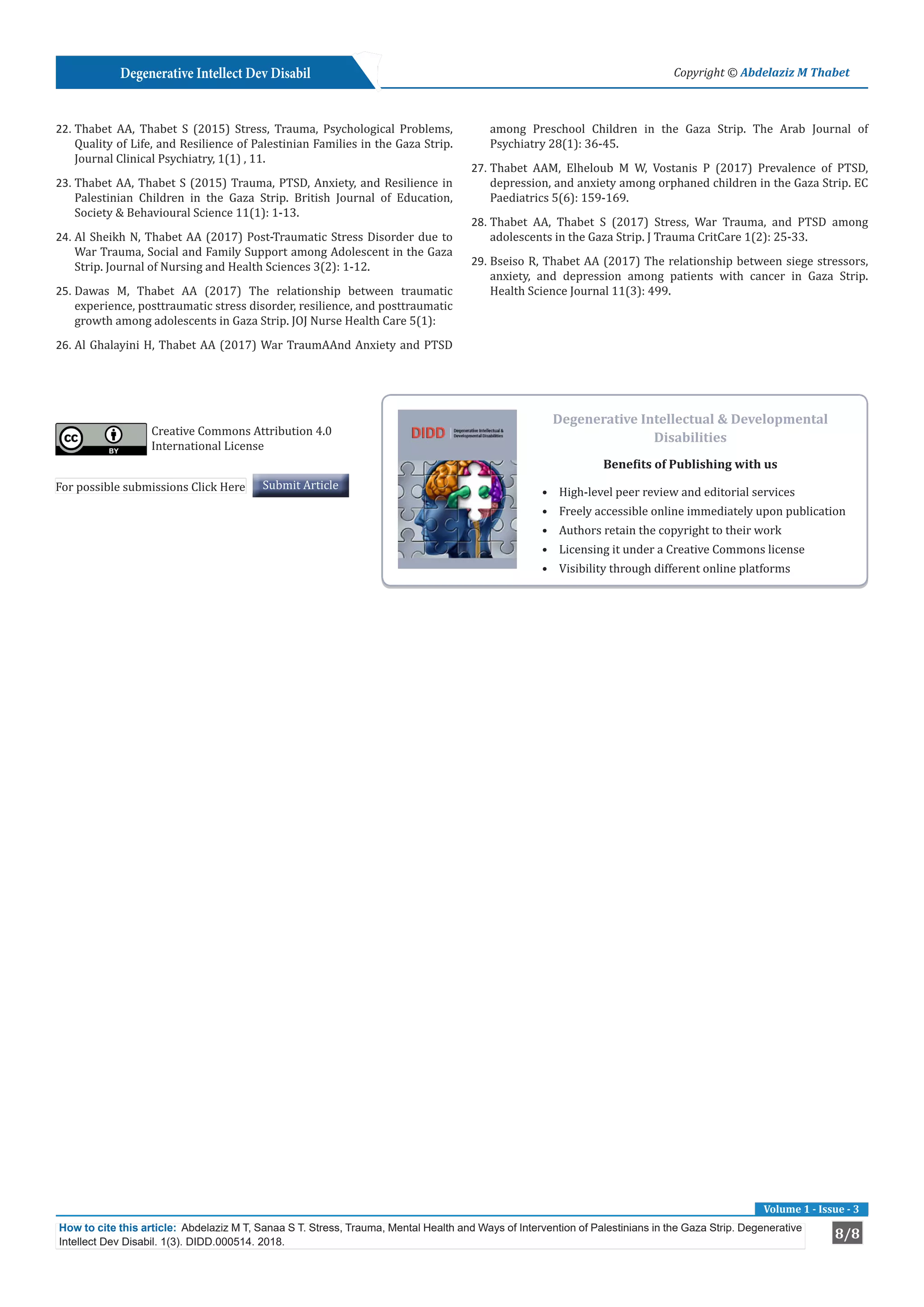 Stress, Trauma, Mental Health and Ways of Intervention of Palestinians in the Gaza Strip_Crimson ...