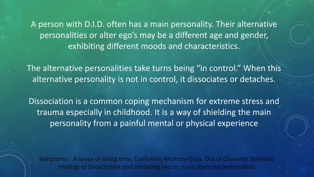 Dissociative Identity Disorder frankie and alice Nicole Basham | PPTX ...