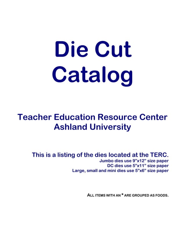Die Cut Catalog for the TERC | PDF