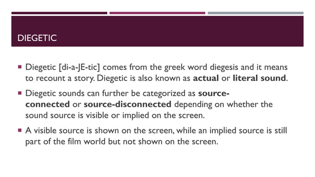 Diegetic and non diegetic sound | PPT