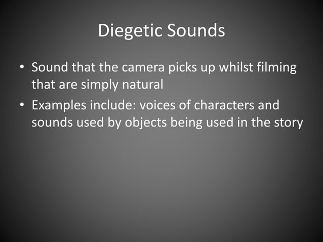Diegetic and non diegetic sounds | PPTX | Soundtracks, TV and Showtunes ...