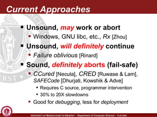 DieHard: Probabilistic Memory Safety for Unsafe Languages | PPT