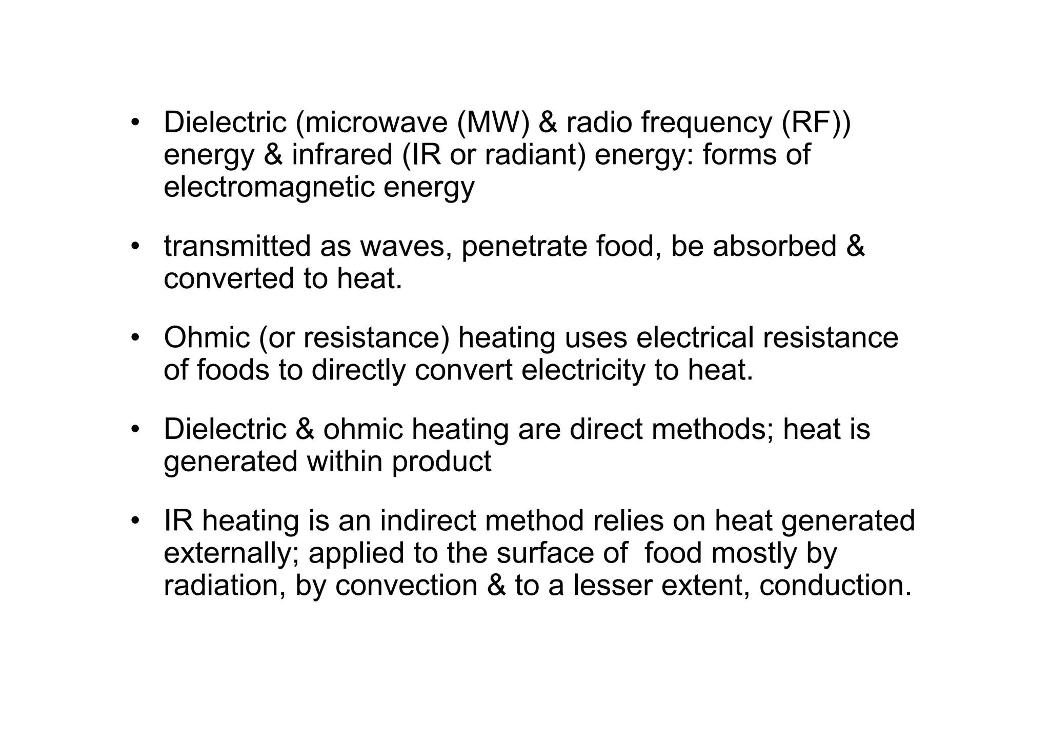 Dielectric, ohmic, infrared_heating for food products | PDF
