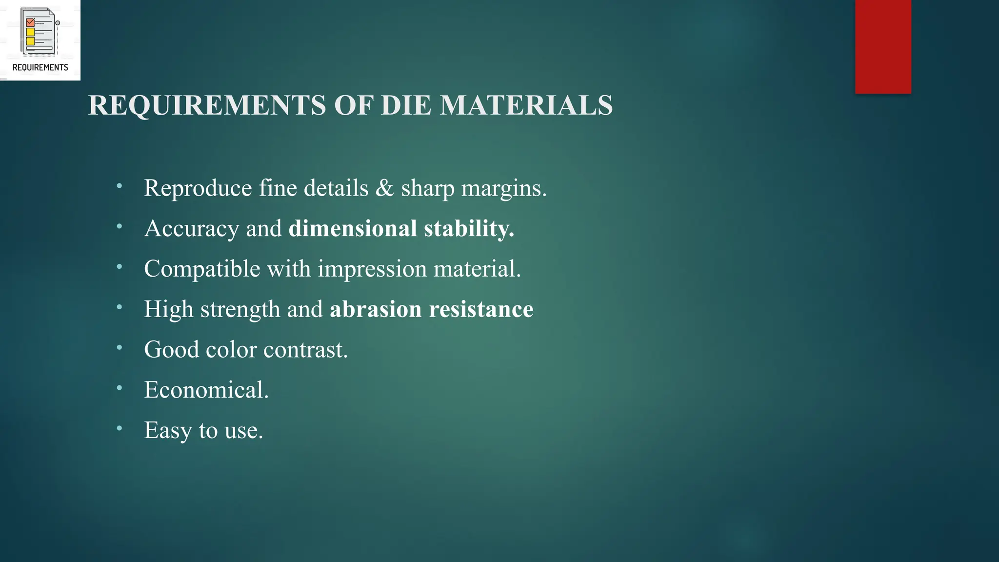 DIE MATERIALS power point presentatiuon endodontics | PPTX