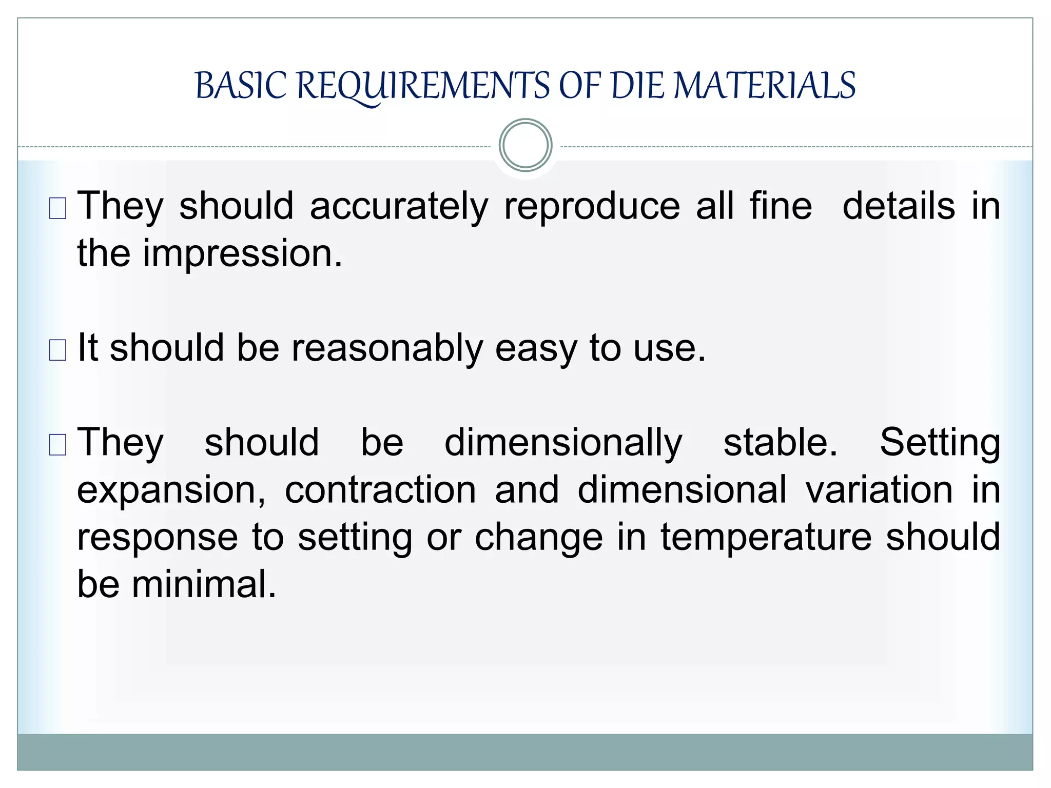 Die materials and Die system - Dental | PPT | Oral care | Personal Care