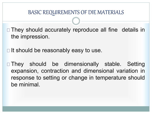 Die materials and Die system - Dental | PPT | Oral care | Personal Care
