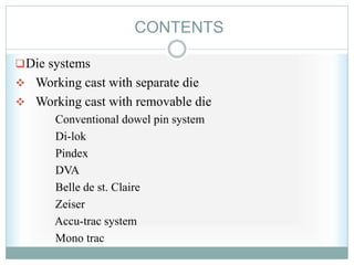Die materials and Die system - Dental | PPT