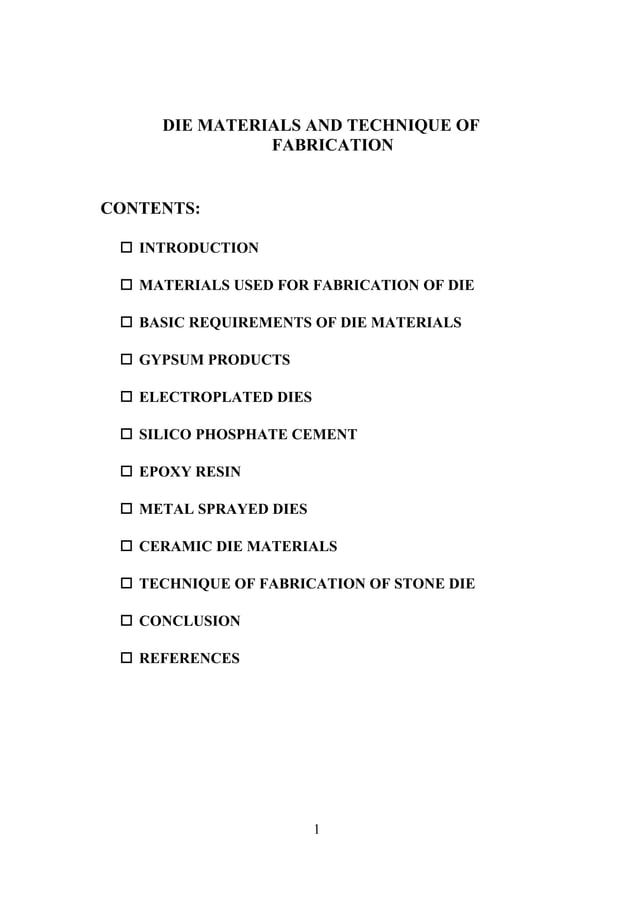 Die materials and technique of fabrication | DOC | Oral care | Personal ...