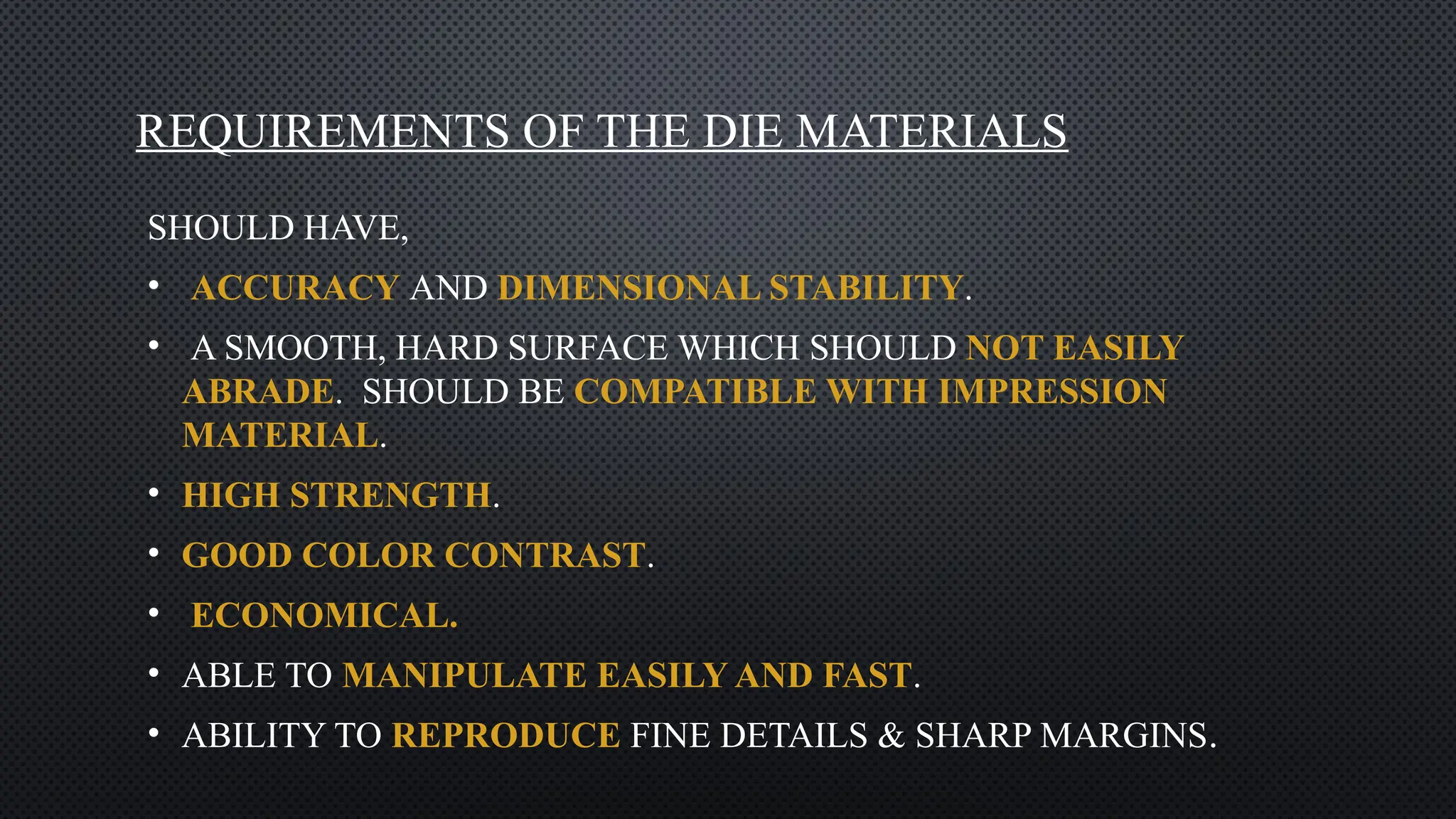 Die materials and die system in prosthodontics | PPTX