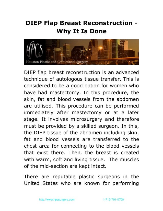 Diep flap breast reconstruction why it is done Diep flap breast reconstruction why it is done