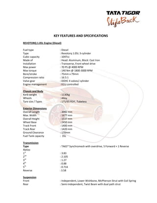 Tata Tigor Diesel Specs | PDF