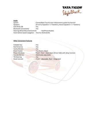 Tata Tigor Diesel Specs | PDF