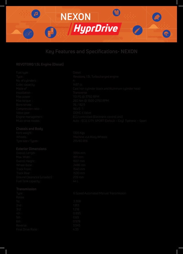 Tata Nexon AMT Diesel Specifications | PDF