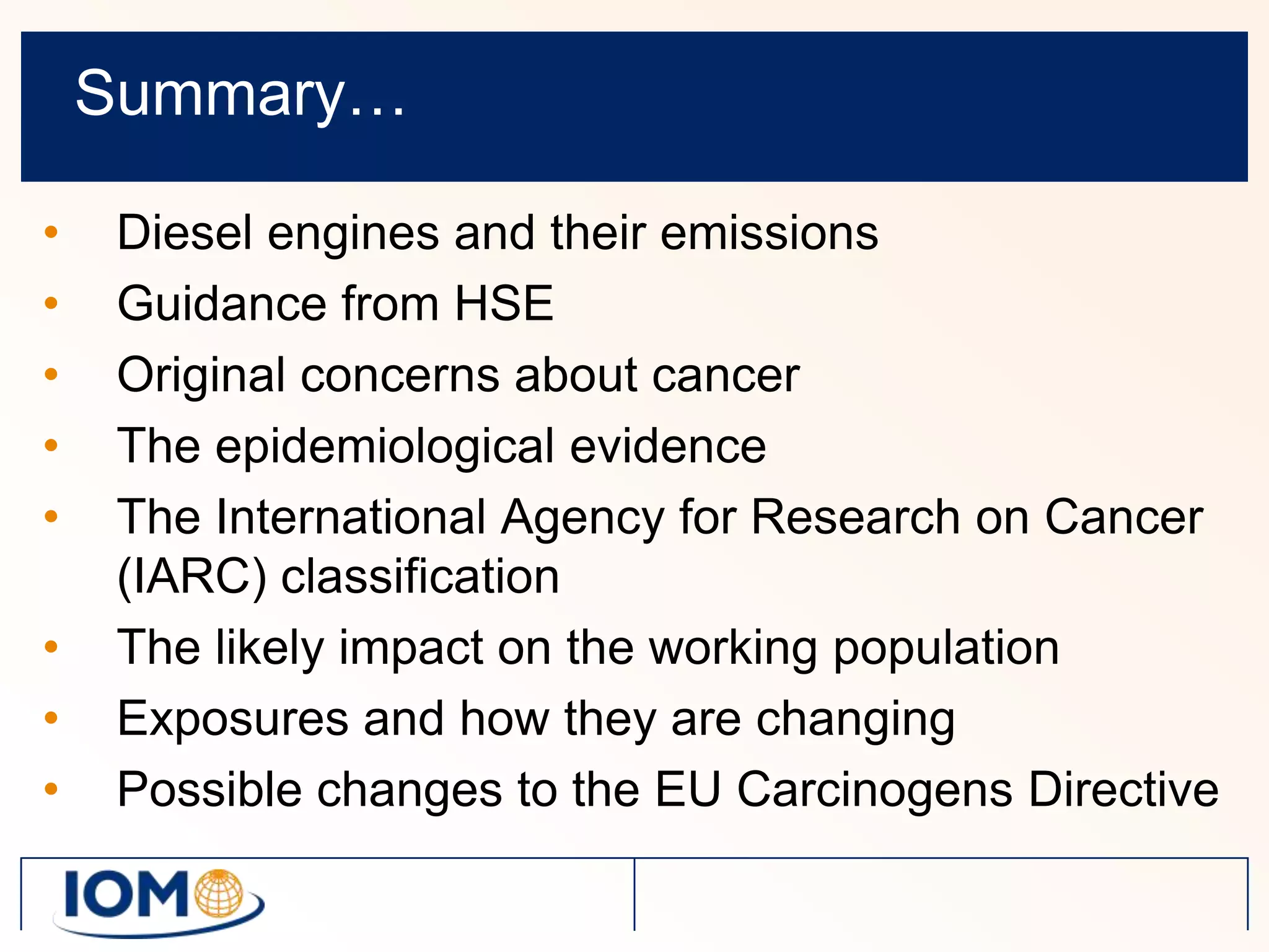 Diesel engine exhaust and lung cancer | PPTX
