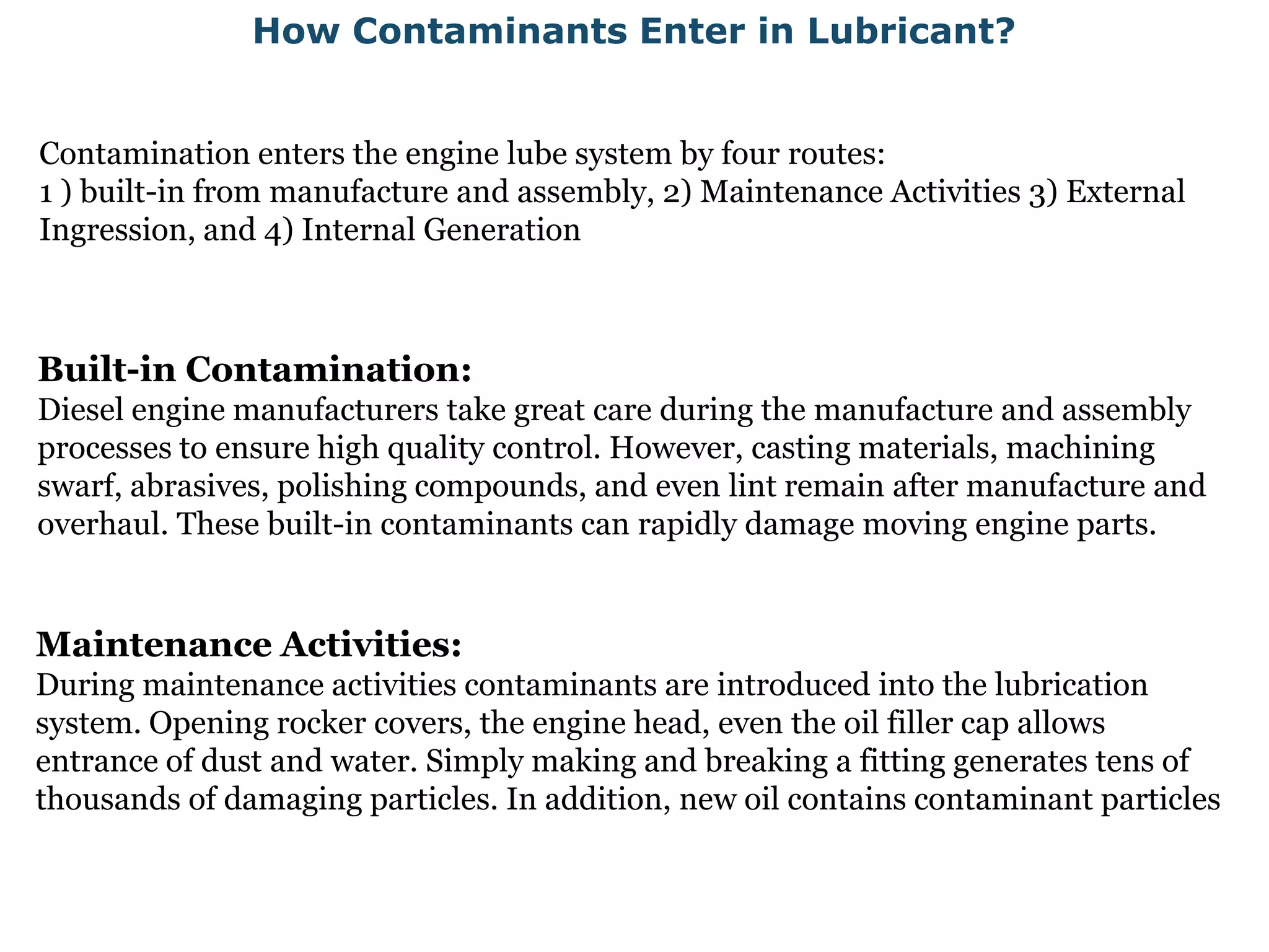 Diesel Engine Lubrication and Lube Oil Contamination Control | PDF