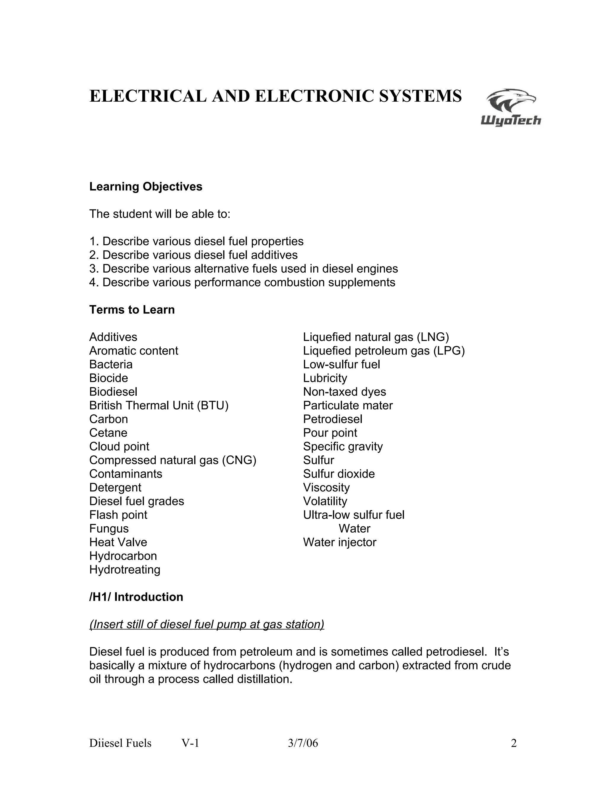 Diesel fuel learning module | PDF