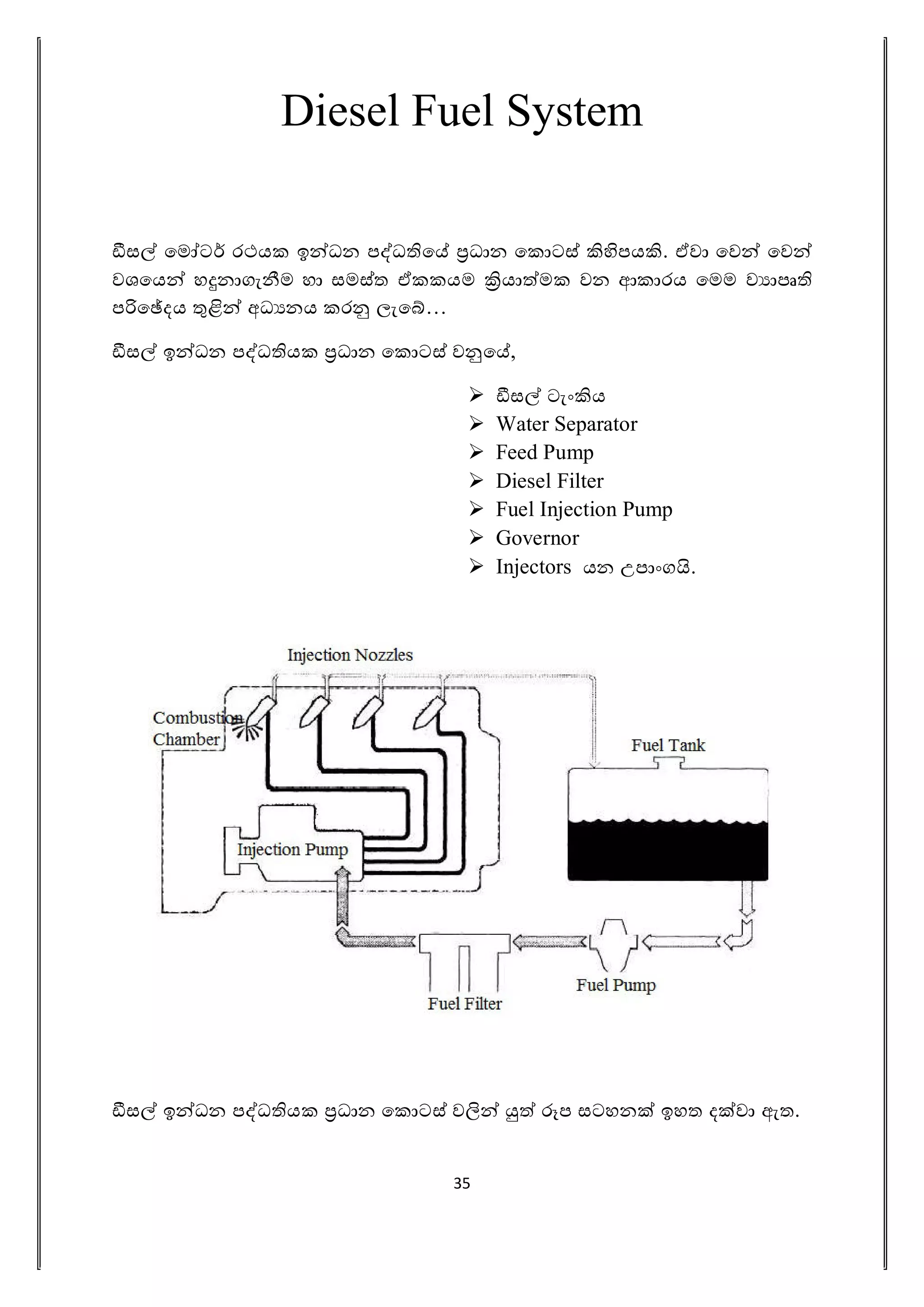 Diesel fuel system how it works sinhala | PDF