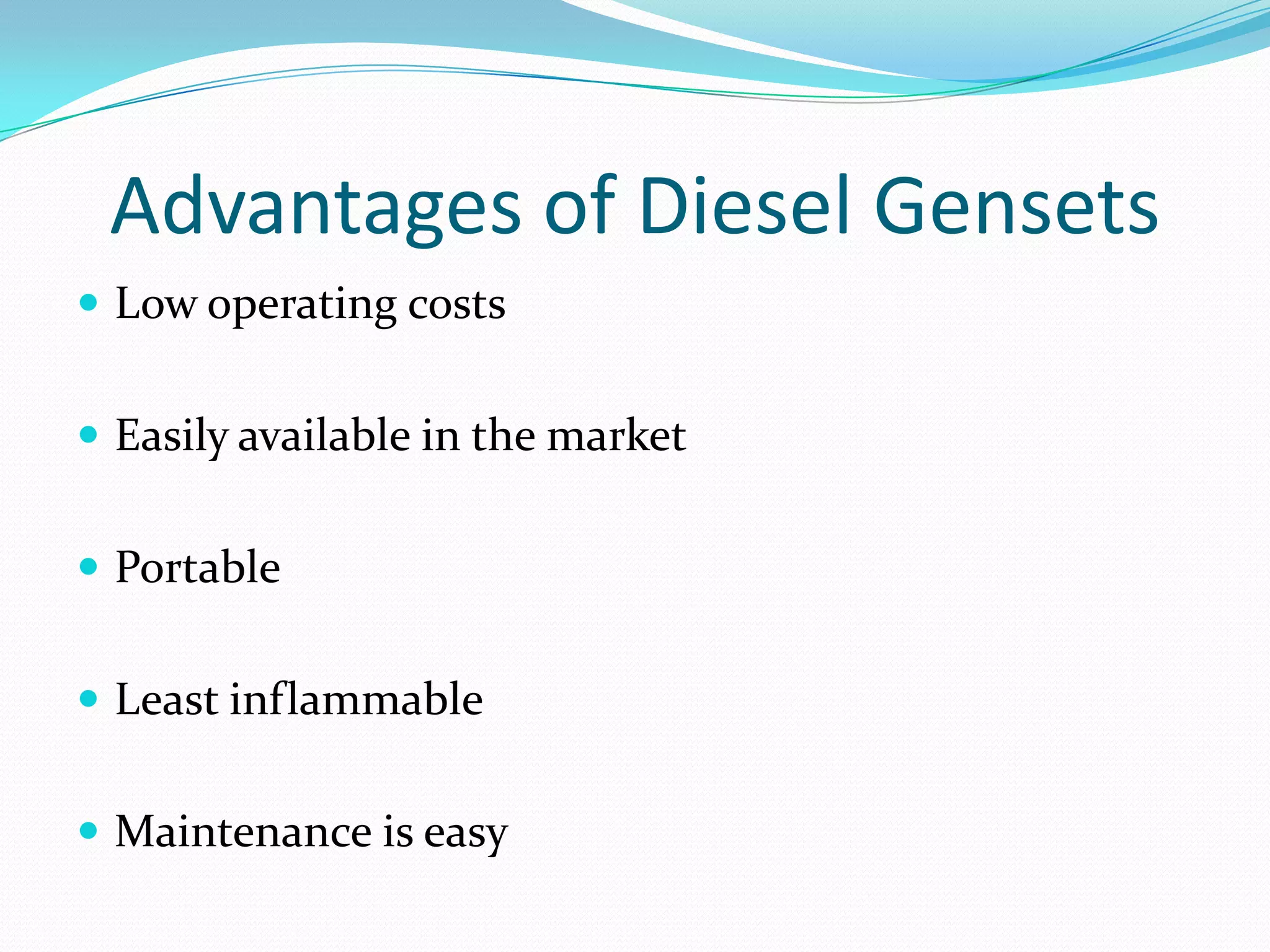 Diesel generators advantage & disadvantage | PPTX