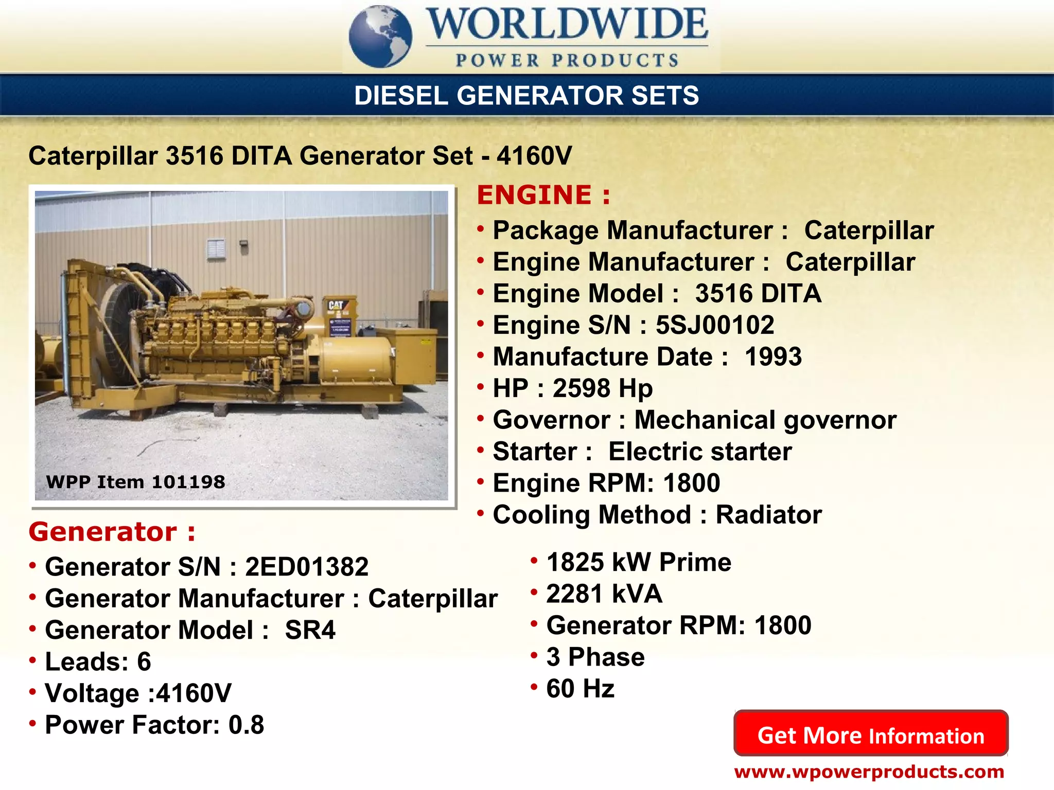 Diesel Generators & Engines, Caterpillar XQ2000 Power Modules, Natural ...