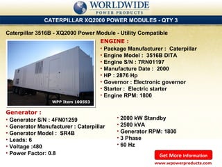 Diesel Generators & Engines, Caterpillar XQ2000 Power Modules, Natural ...