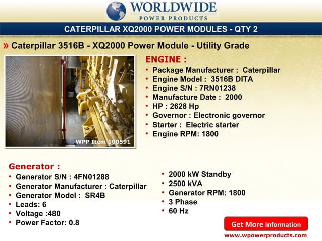 Diesel Generator Sets, Caterpillar XQ2000 Power Modules, Industrial ...