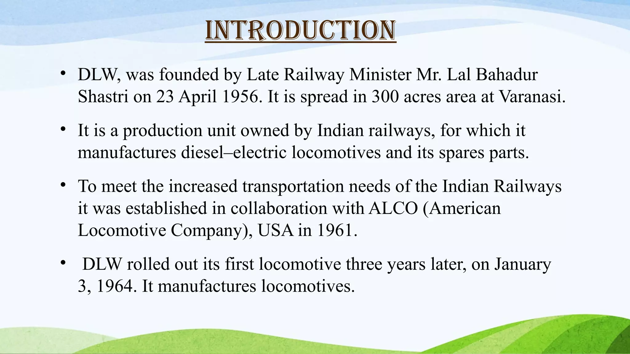Diesel locomotive works, varanasi presentation | PPT | Commercial ...