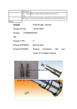 Diesel pump plunger p309 134152 2820 | PDF