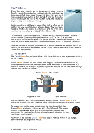 Diesel -Therm: The Solution for Freezing Problems with Biofuels | PDF