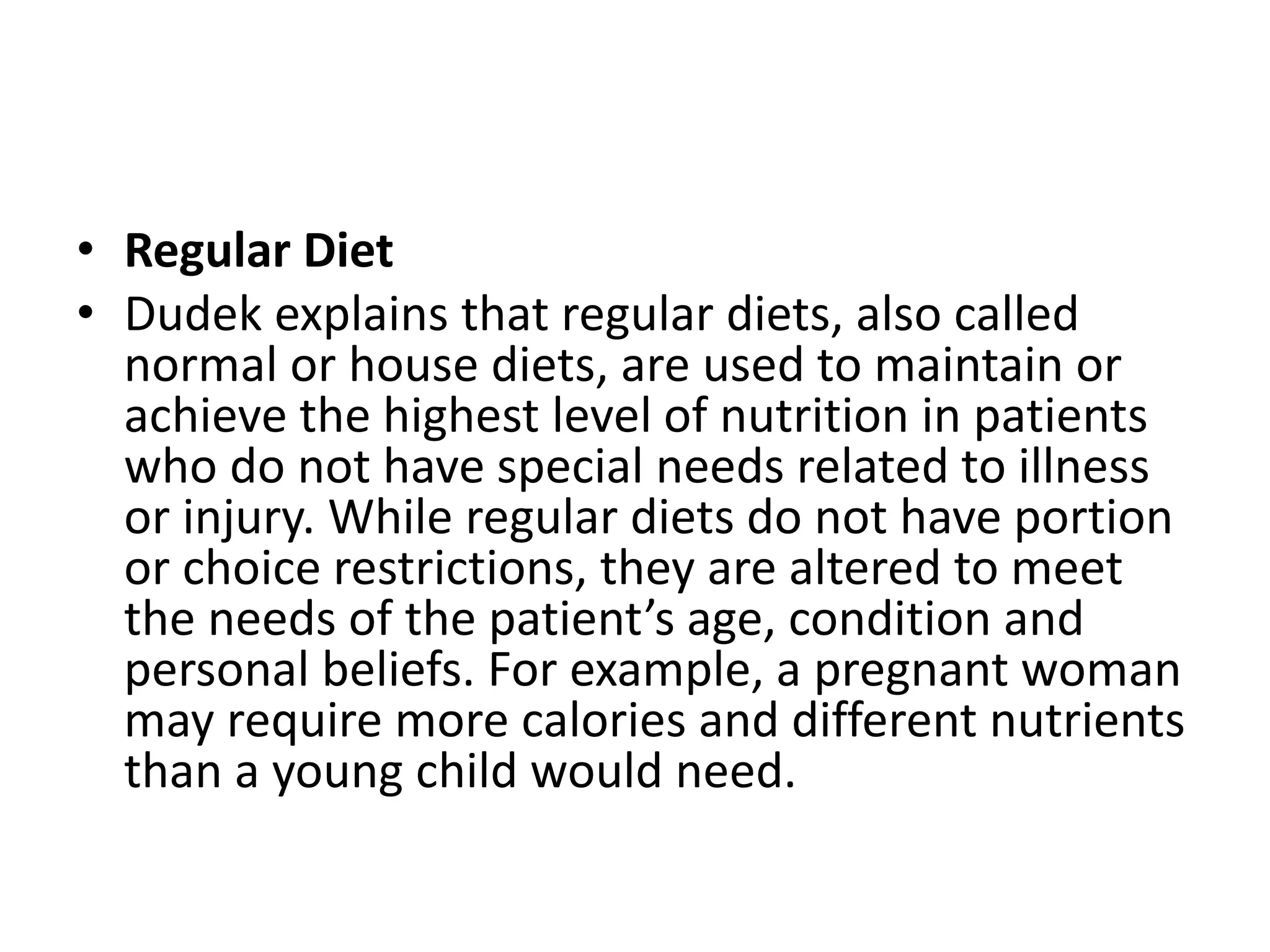 Different Types of Diet - Dietary Depart | PPTX