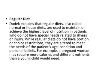 Different Types of Diet - Dietary Depart | PPTX