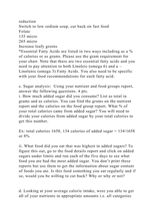 Diet Analysis Project Using theUSDA SuperTracker 1. Log int.docx ...