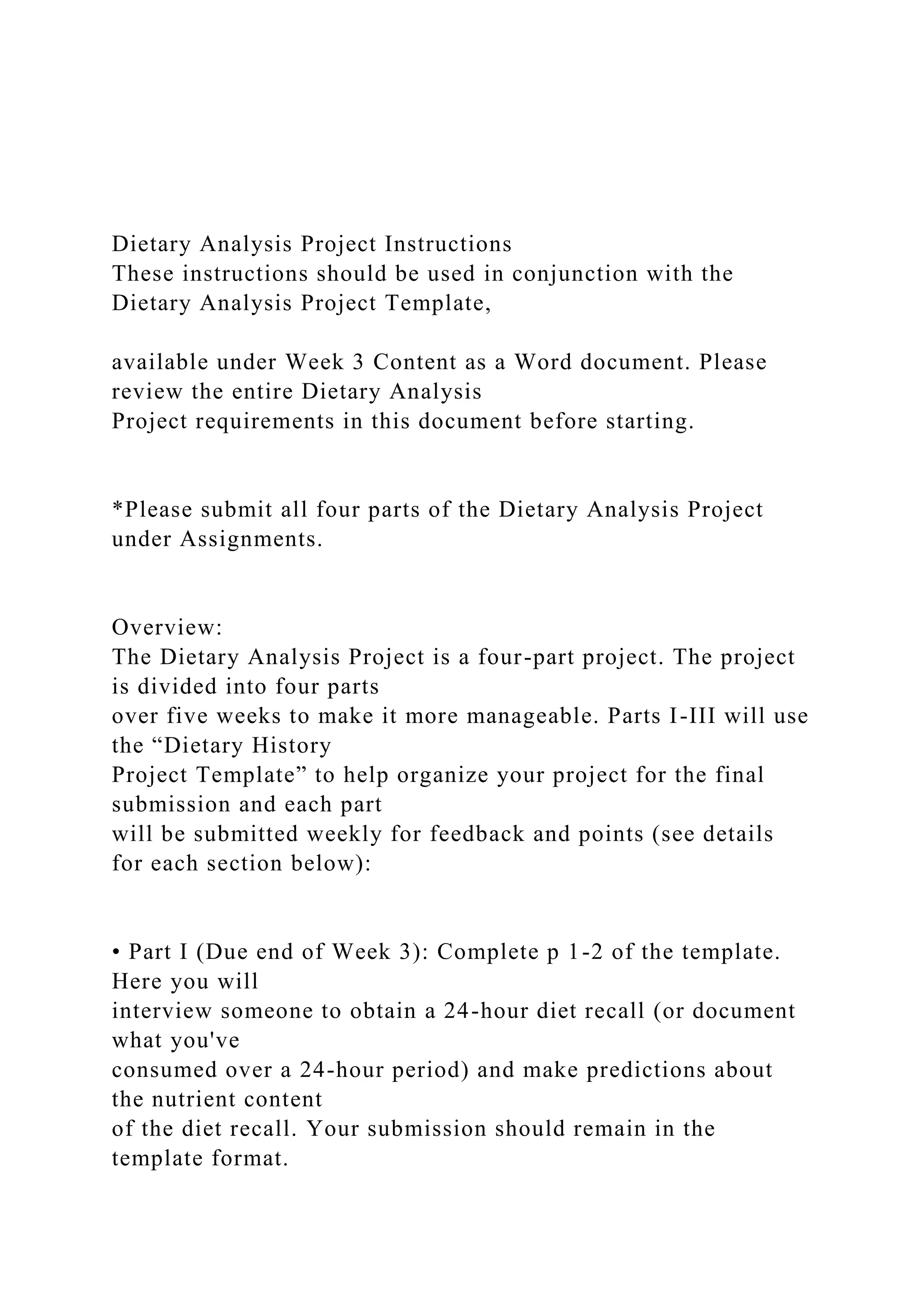 Dietary Analysis Project Instructions These instructions sho.docx ...