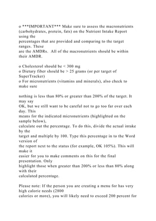 Dietary Analysis Project Instructions These instructions sho.docx ...