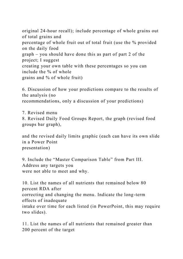 Dietary Analysis Project Instructions These instructions sho.docx | Nutrition | Healthy Living