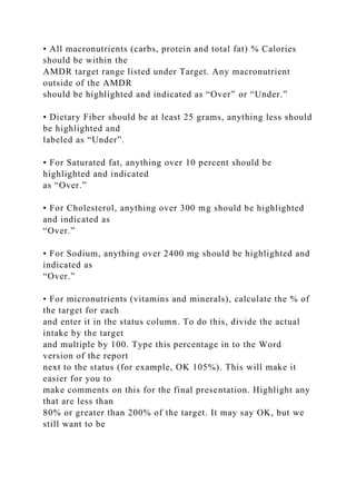 Dietary Analysis Project Instructions These instructions sho.docx ...