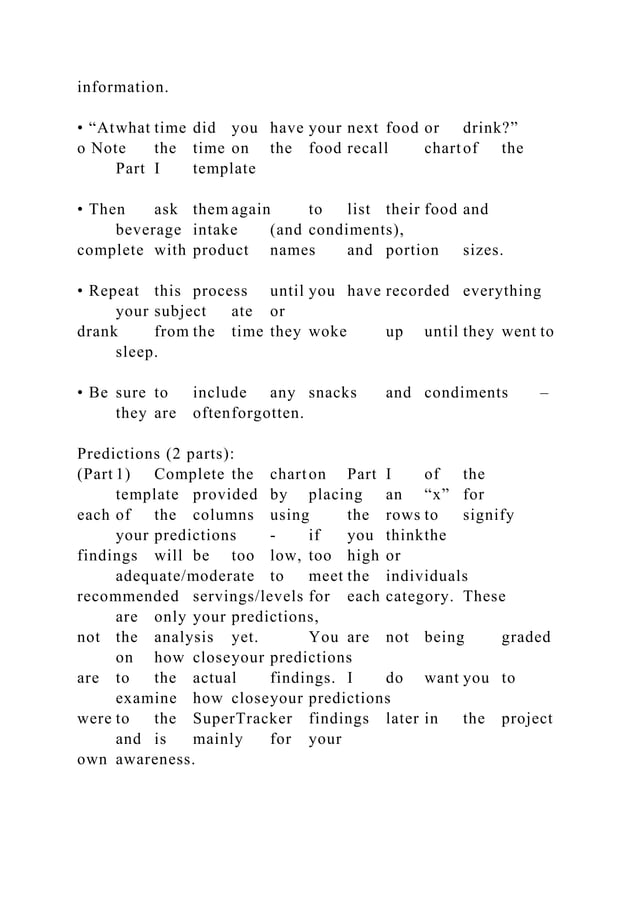 Dietary Analysis Project Instructions These instructions sho.docx ...