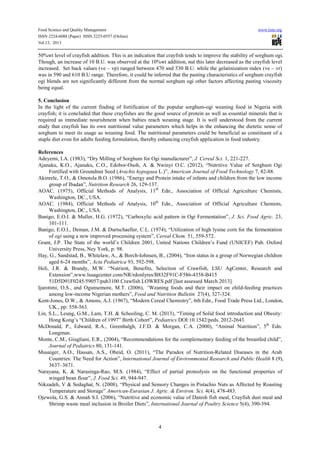 Dietary fortification of sorghum ogi using crayfish (paranephrops ...
