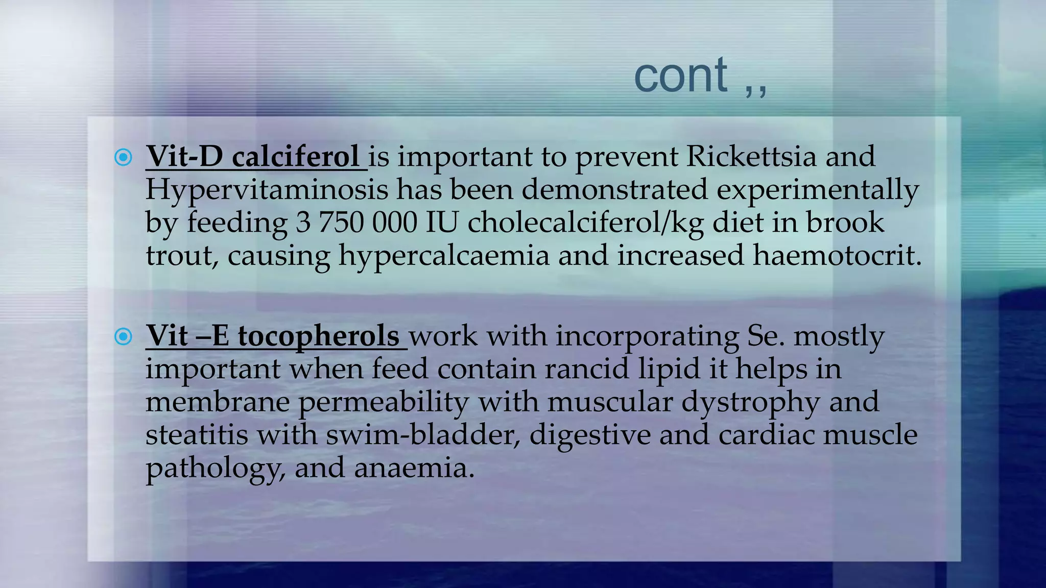 deficiency & imbalances due to dietary components in fish | PPTX