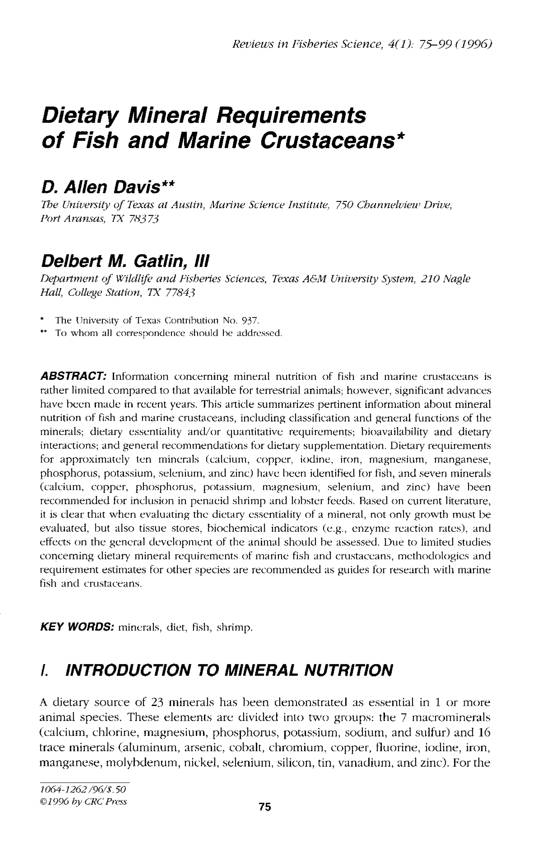 Dietary mineral requirement of fish | PDF