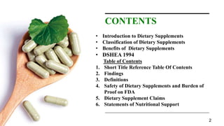 Dietary Supplement Health and Education Act | PPTX