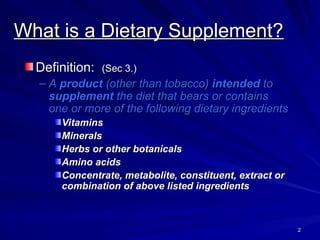 Dietary Supplements in Complementary Medicine | PPT