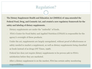 Dietary Supplement, Vitamins, & Herbs | PPTX