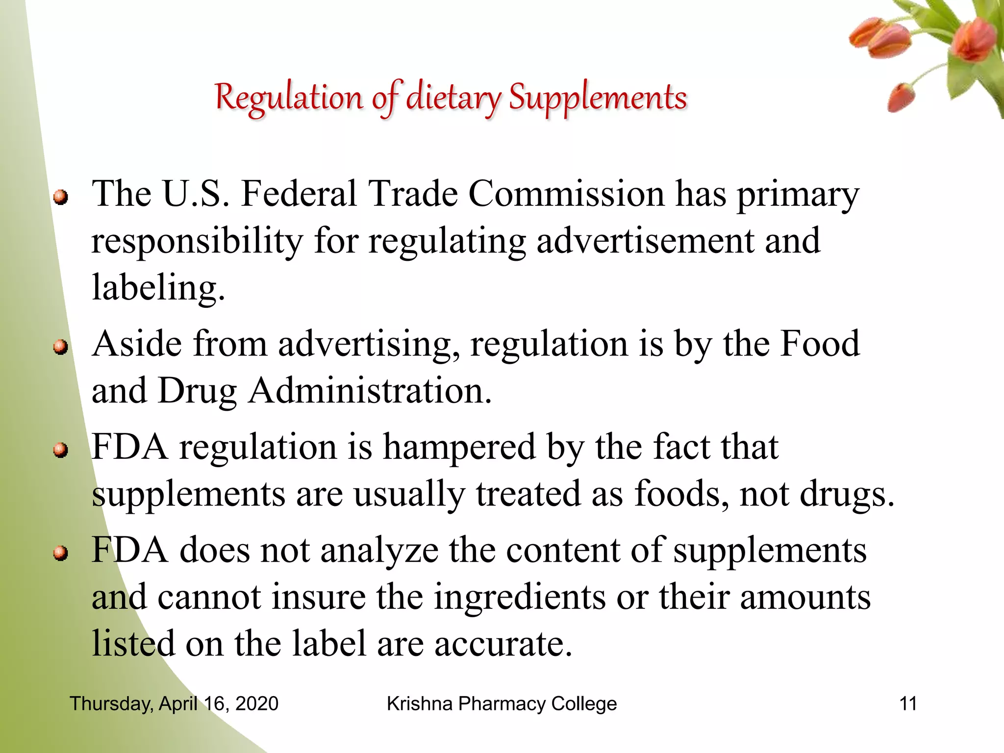 Dietary supplements (unit 3) | PPTX