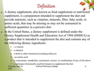Dietary supplements (unit 3) | PPTX
