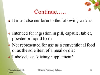 Dietary supplements (unit 3) | PPTX