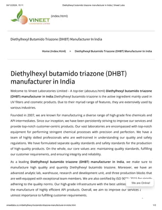 Diethylhexyl butamido triazone (DHBT) manufacturer in India.pdf