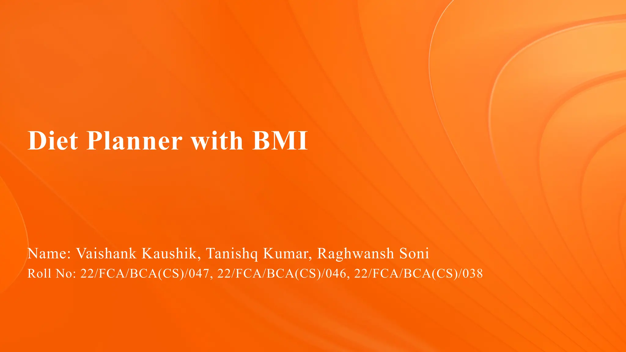 Diet Planner with BMI using HTML, CSS, and Llama Model | PPTX
