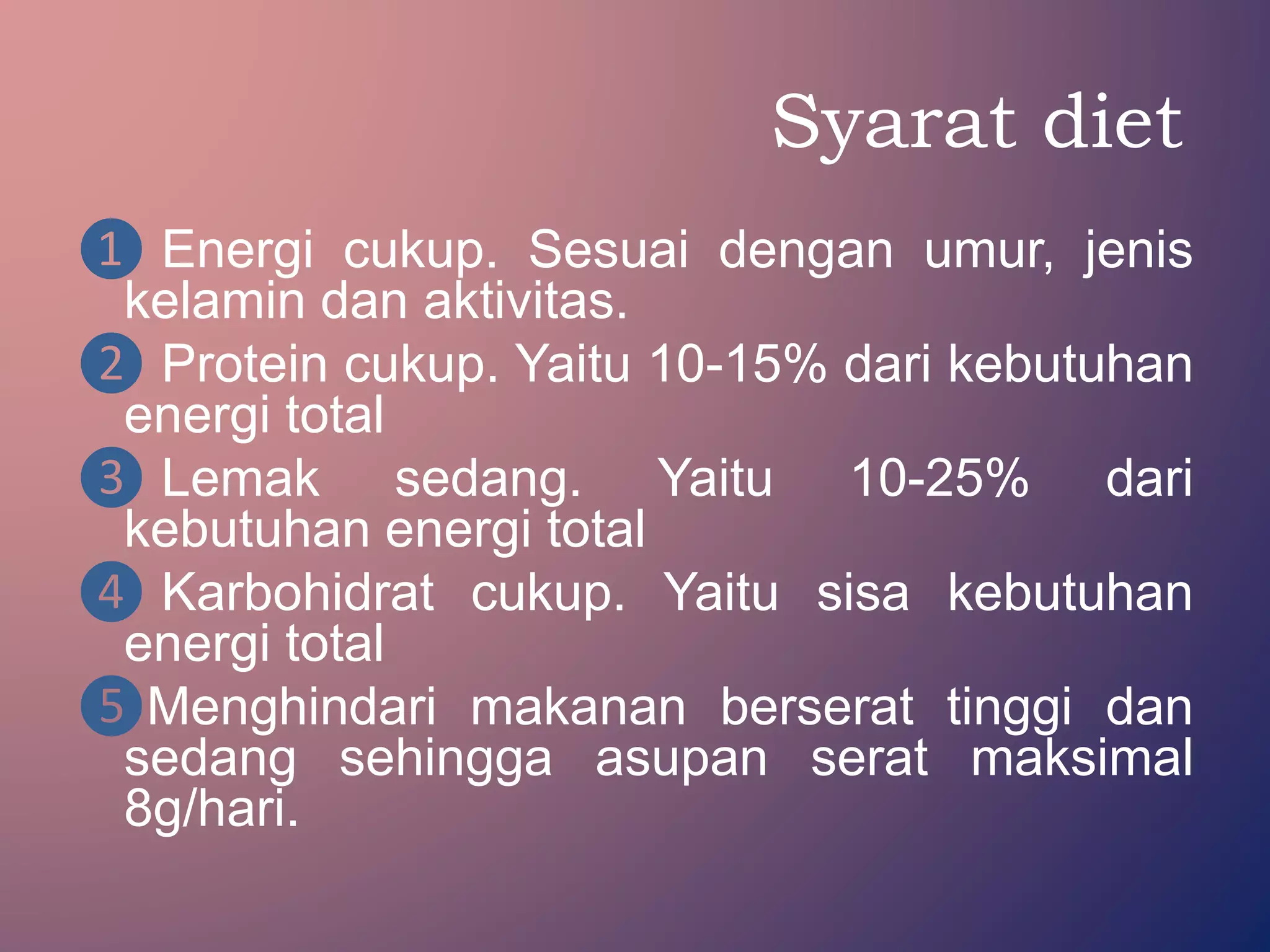 Diet rendah sisa dan diet tinggi serat | PPTX
