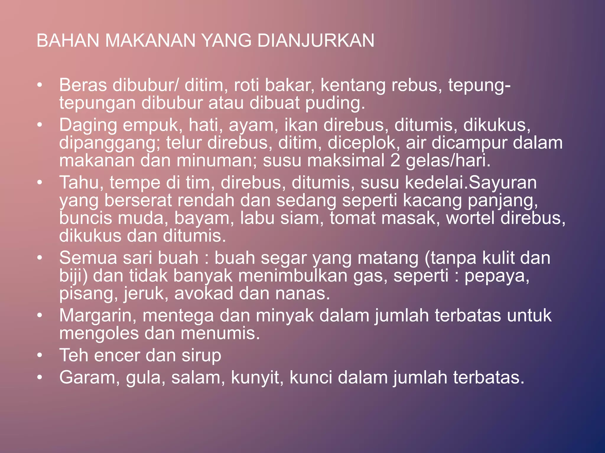 Diet rendah sisa dan diet tinggi serat | PPTX